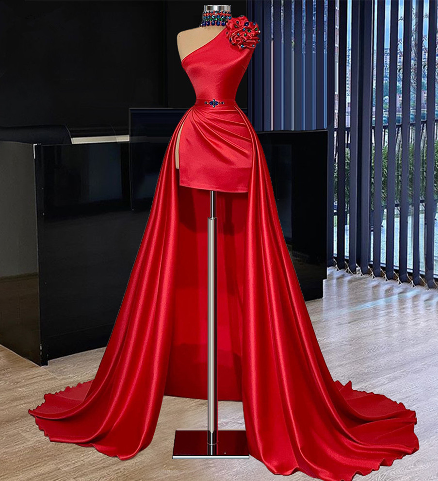 Red Prom Dresses, Beaded Prom Dresses, High Neck Prom Dresses, Vestidos ...