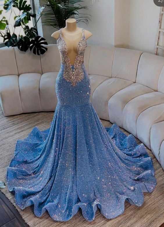 Blue Prom Dresses, Vestidos De Noche, Sparkly Prom Dresses, Beaded Prom ...