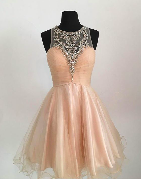 Short Prom Dresses, Dusty Pink Prom Dress, Beaded Prom Dresses ...