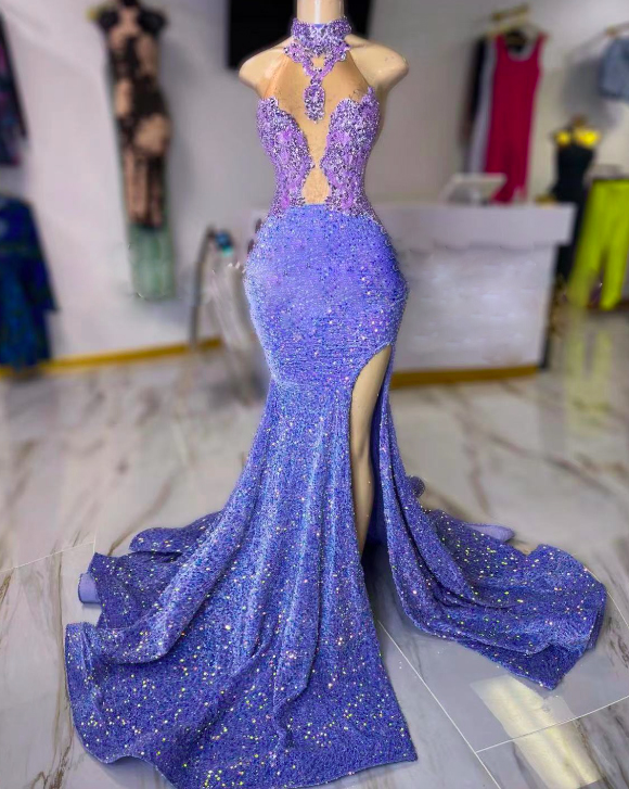 High Neck Prom Dresses, Sparkly Prom Dresses, Beaded Applique Evening ...