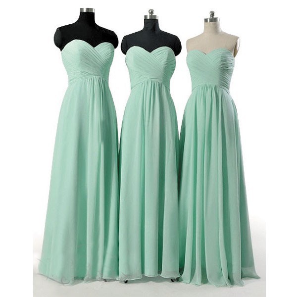 Mint Green Long Bridesmaid Dresses, Custom Made Bridesmaid Dress, Chiffon Bridesmaid Dress, Mi ...