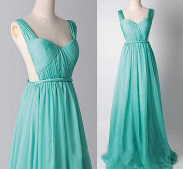 Turquoise Blue Prom Dress, Simple Prom Dress, Long Prom Dress, Backless ...